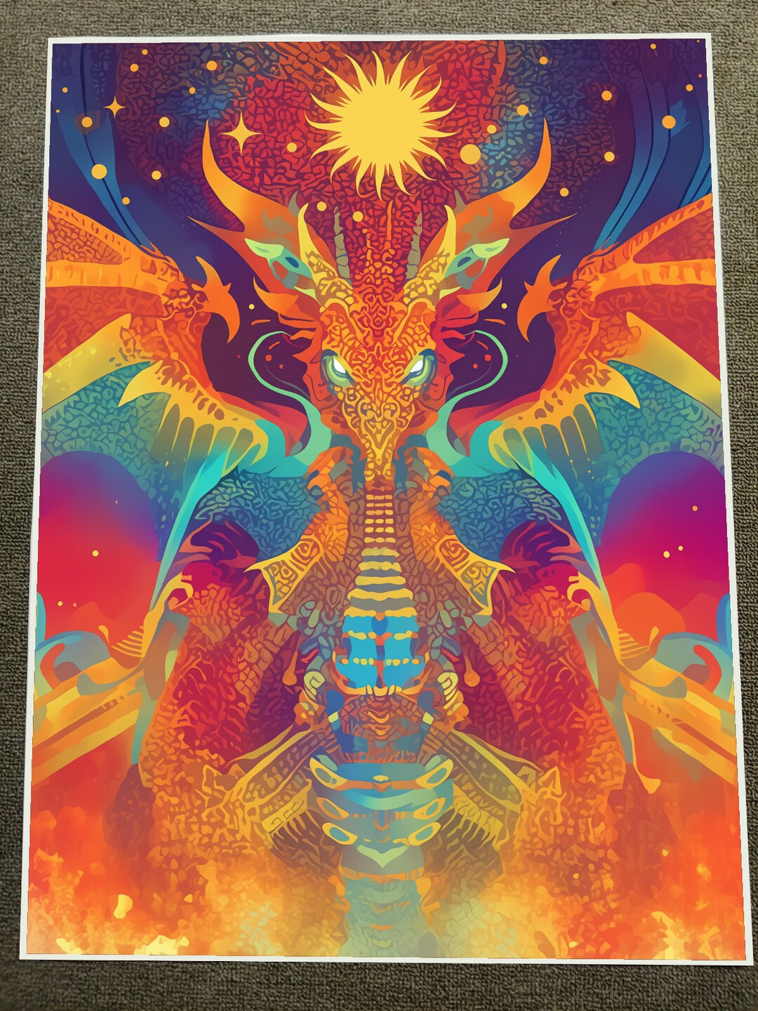 Mythical Fire Dragon in Cosmic Realm Poster 18x24in - Etsy