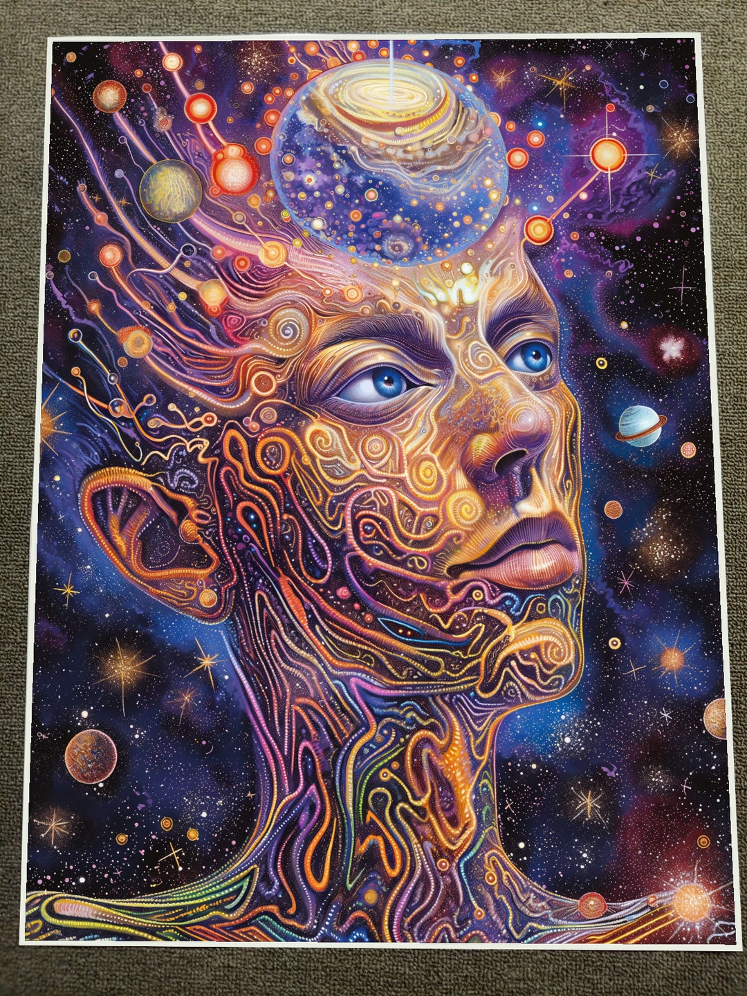 Cosmic Human Face With Planets and Stars Poster 18x24in - Etsy