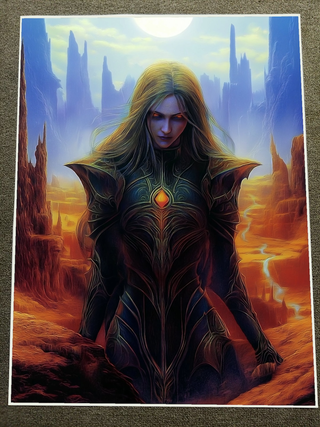 Gothic Elf Enchantress in Fiery Landscape - Poster 18x24in - Etsy
