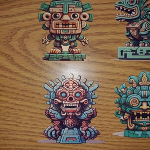 Aztec Character Sticker Pack Animated Aztec Gods 6 Pieces Free Shipping ...
