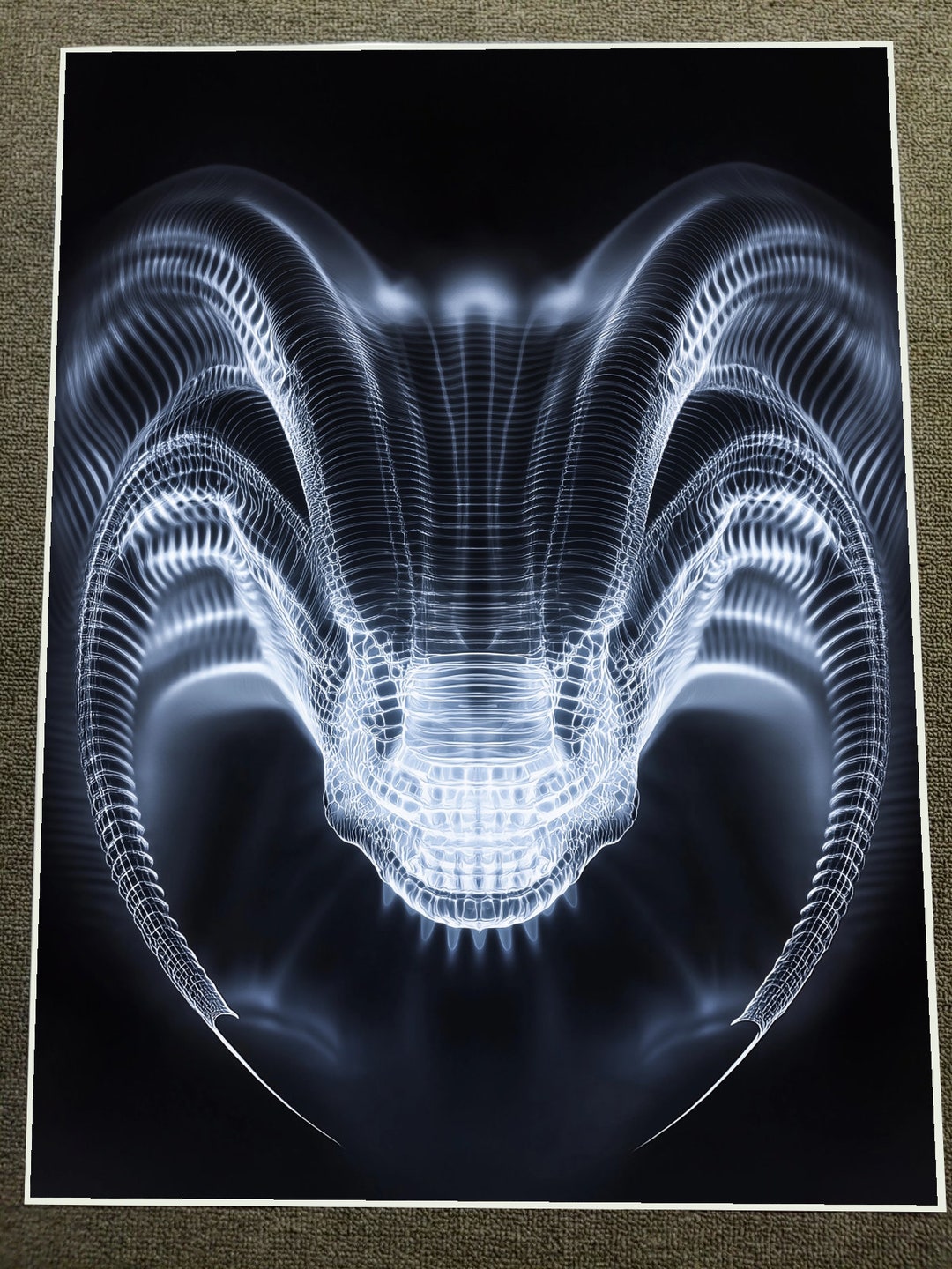 Glowing Skeletal Beast Ethereal X-ray Serpent Fantasy Art Poster ...