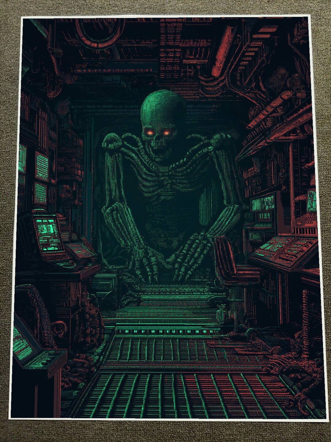 Giant Skeleton in Sci-fi Command Room Poster 18x24in - Etsy