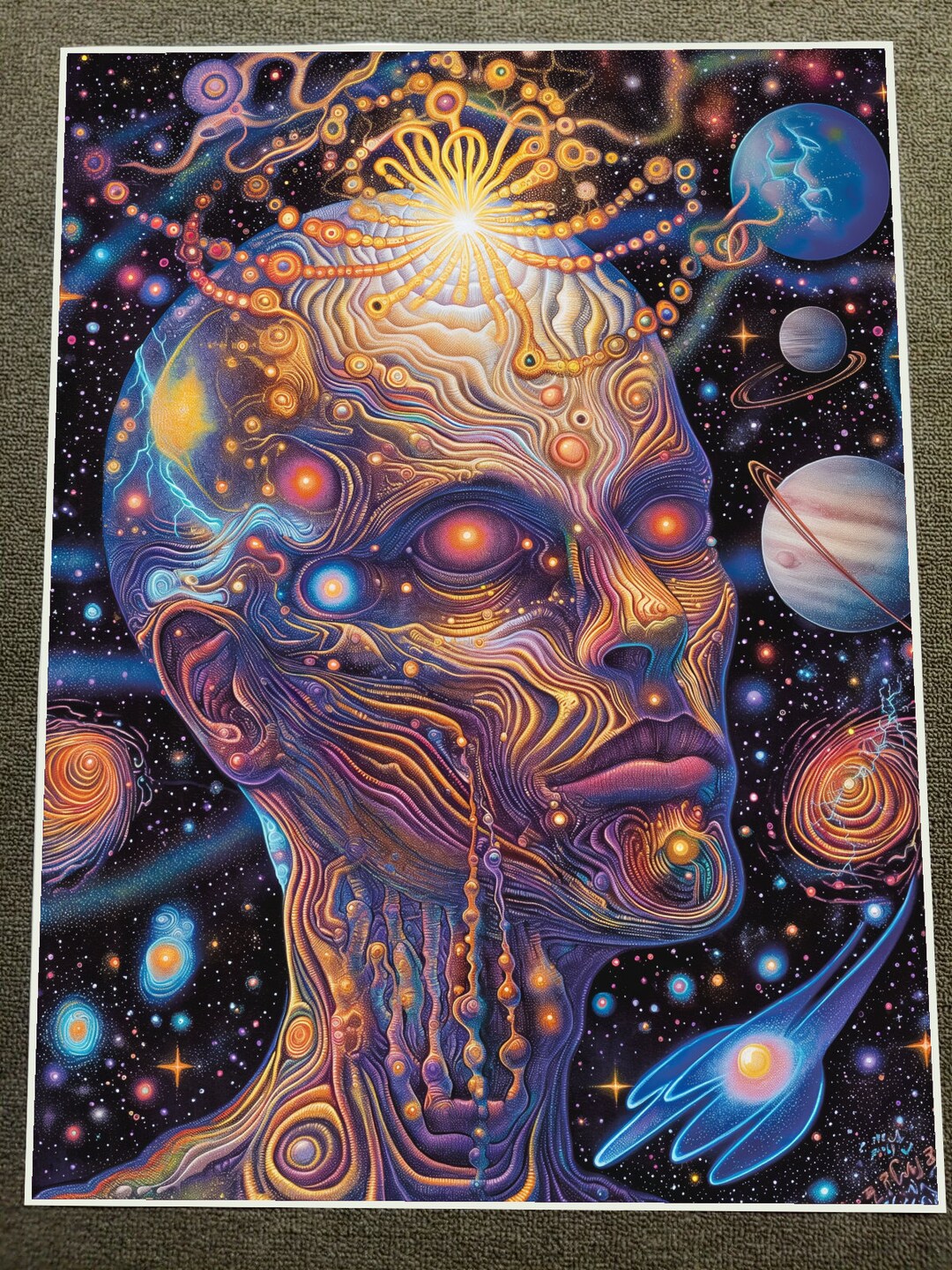 Psychedelic Human Head With Cosmic Patterns Poster 18x24in - Etsy