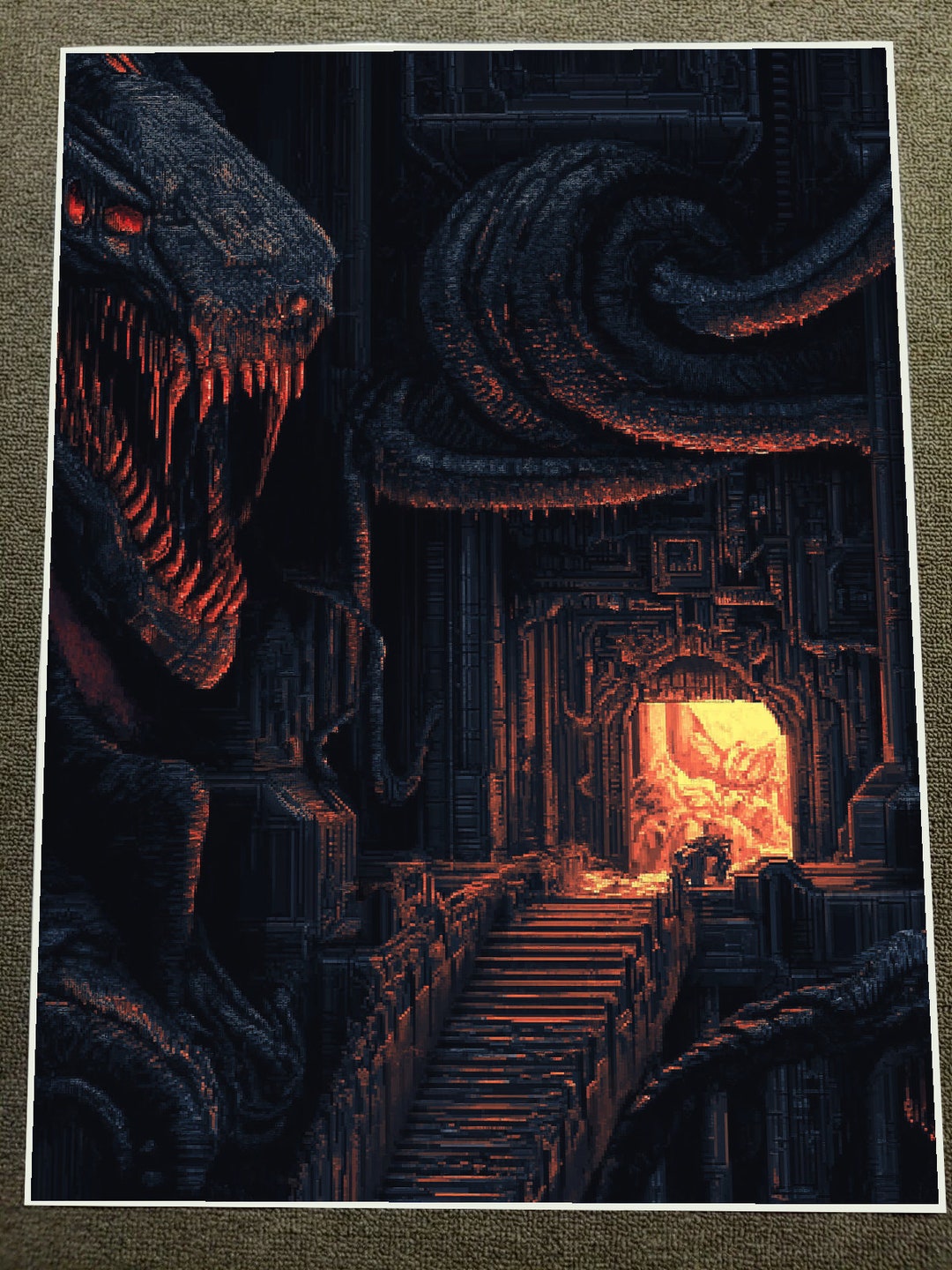 Serpent Guarding Dungeon Stairs Poster 18x24in - Etsy