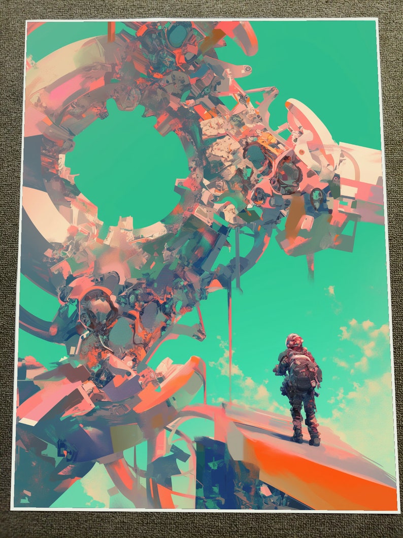 Futuristic Explorer in Abstract Space Art Print 18x24in - Etsy