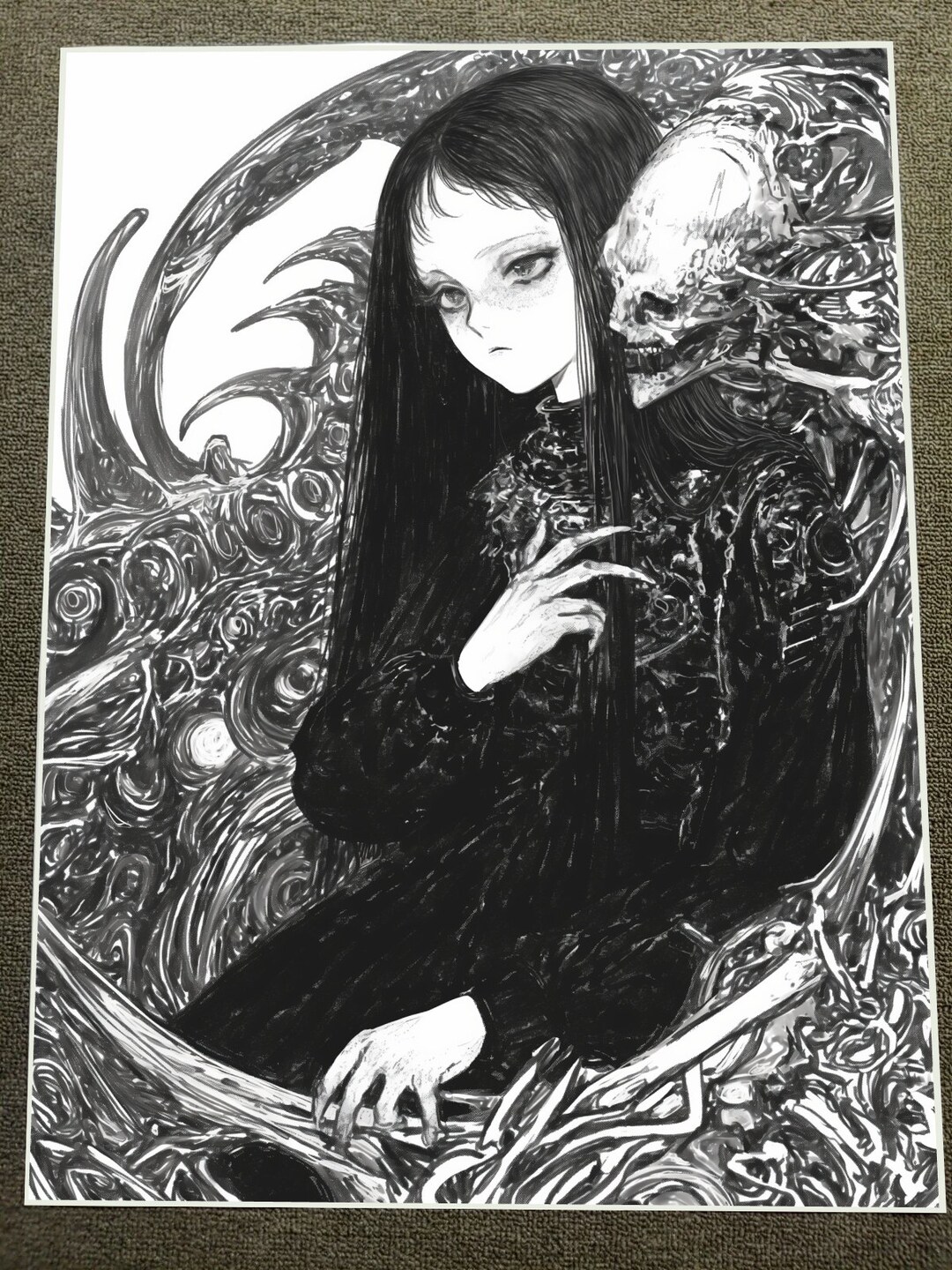 Sad Girl Embracing Creature of Bones Poster 18x24in - Etsy