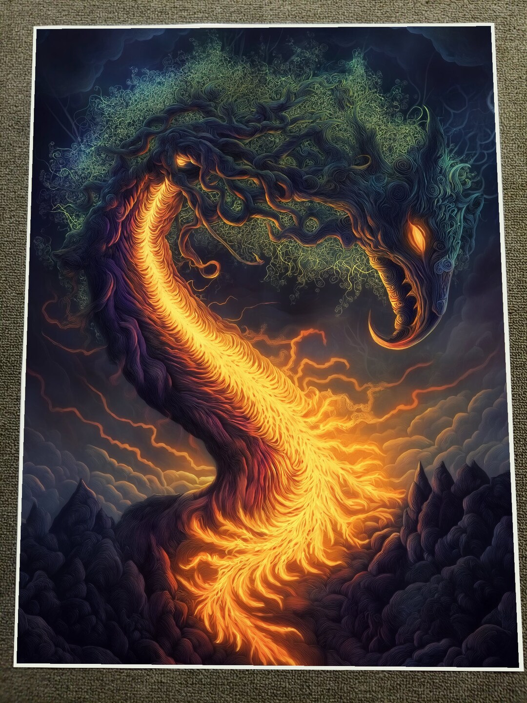 Tree-rooted Serpent - Mystical Nature Dragon Poster 18x24in - Etsy