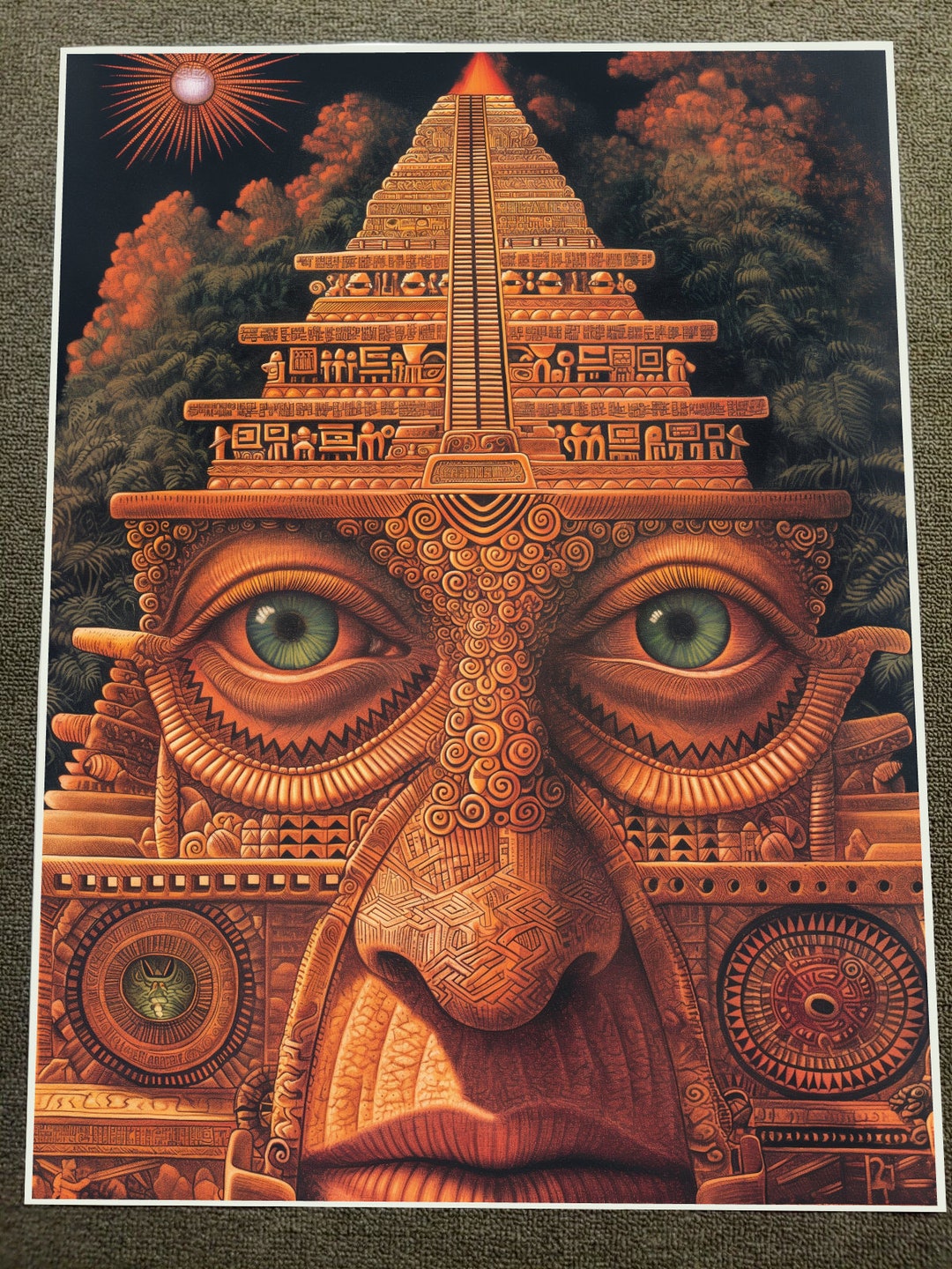 Surreal Pyramid Face With Intricate Geometric Patterns and Cosmic Eye ...