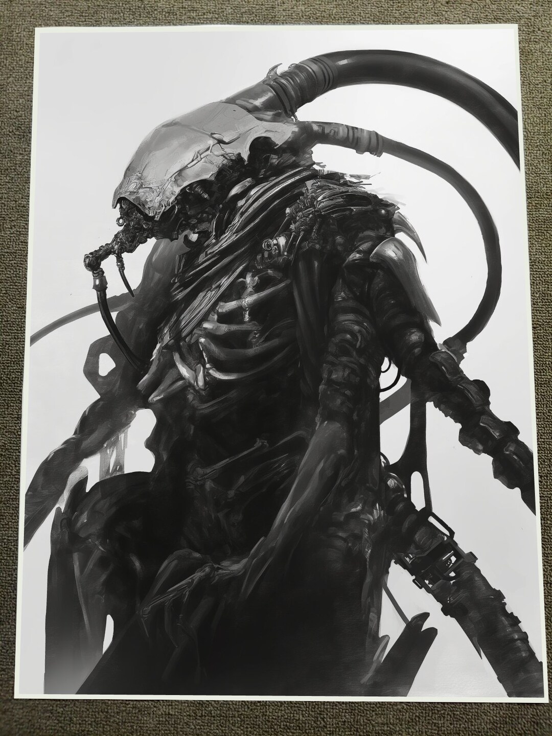 Dark Sci-fi Warrior – HR Giger Style Alien Soldier in Detailed Armor Poster 18x24in - Etsy