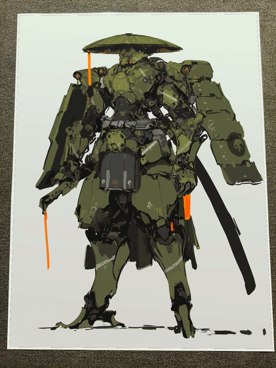 Traditional Samurai Mecha Art Print 18x24in - Etsy