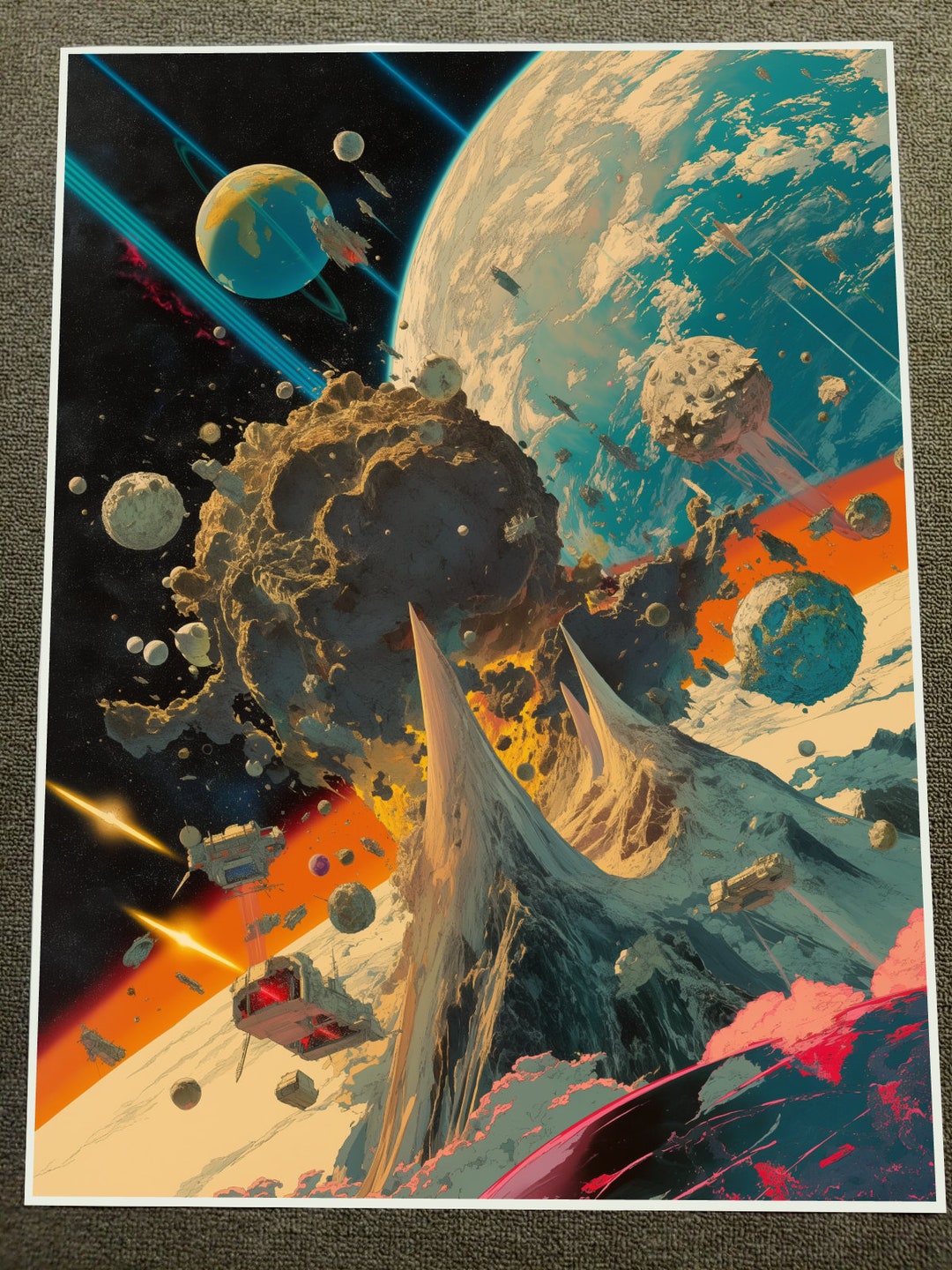 Asteroid Belt With Planets and Starships Poster 18x24in - Etsy
