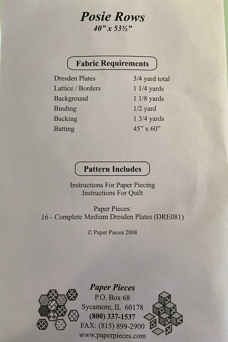 Posie Rows Quilt Pattern and English Paper Pieces - Etsy