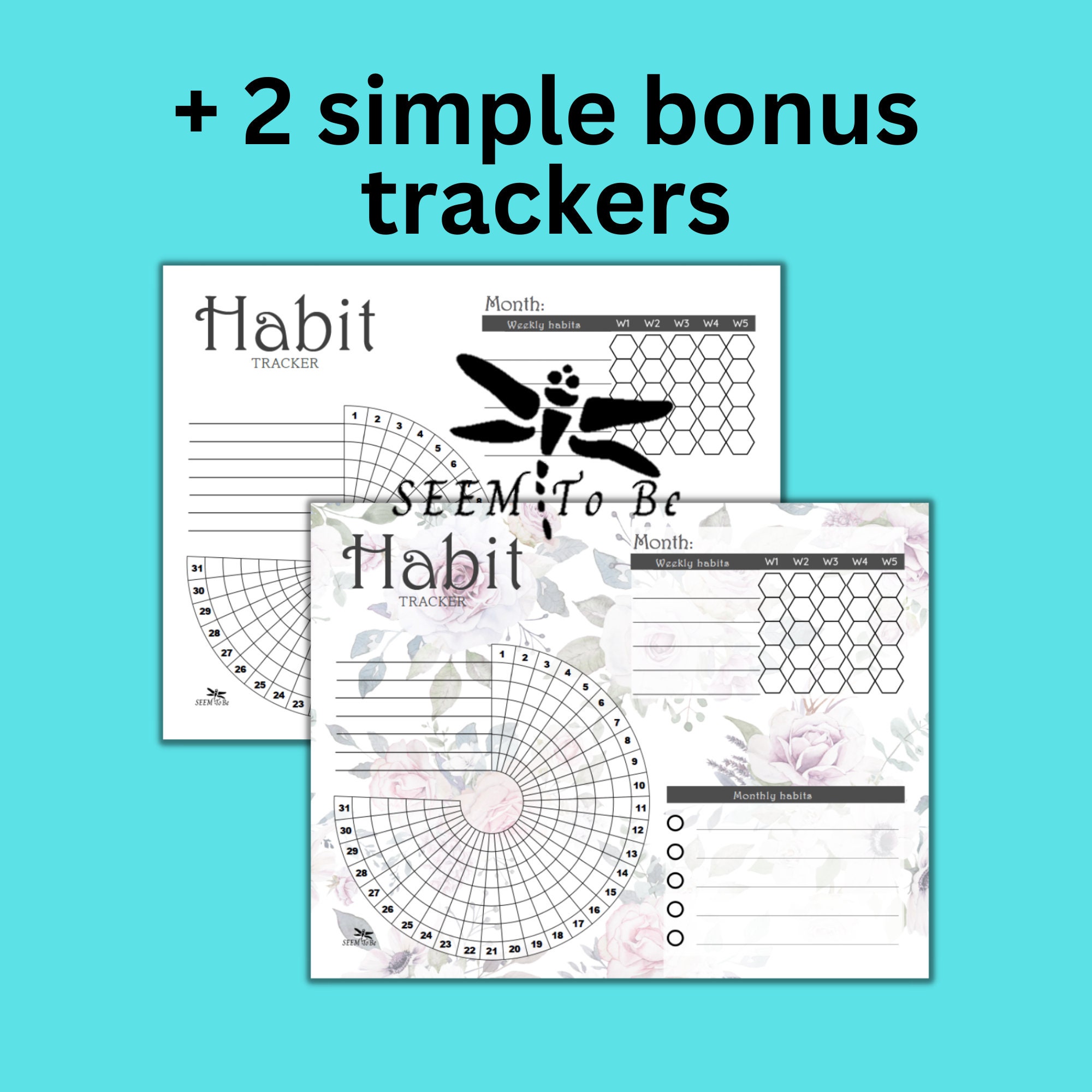 Habit Tracker Chart Planner With Calendars Circle Progress Charts Chore ...