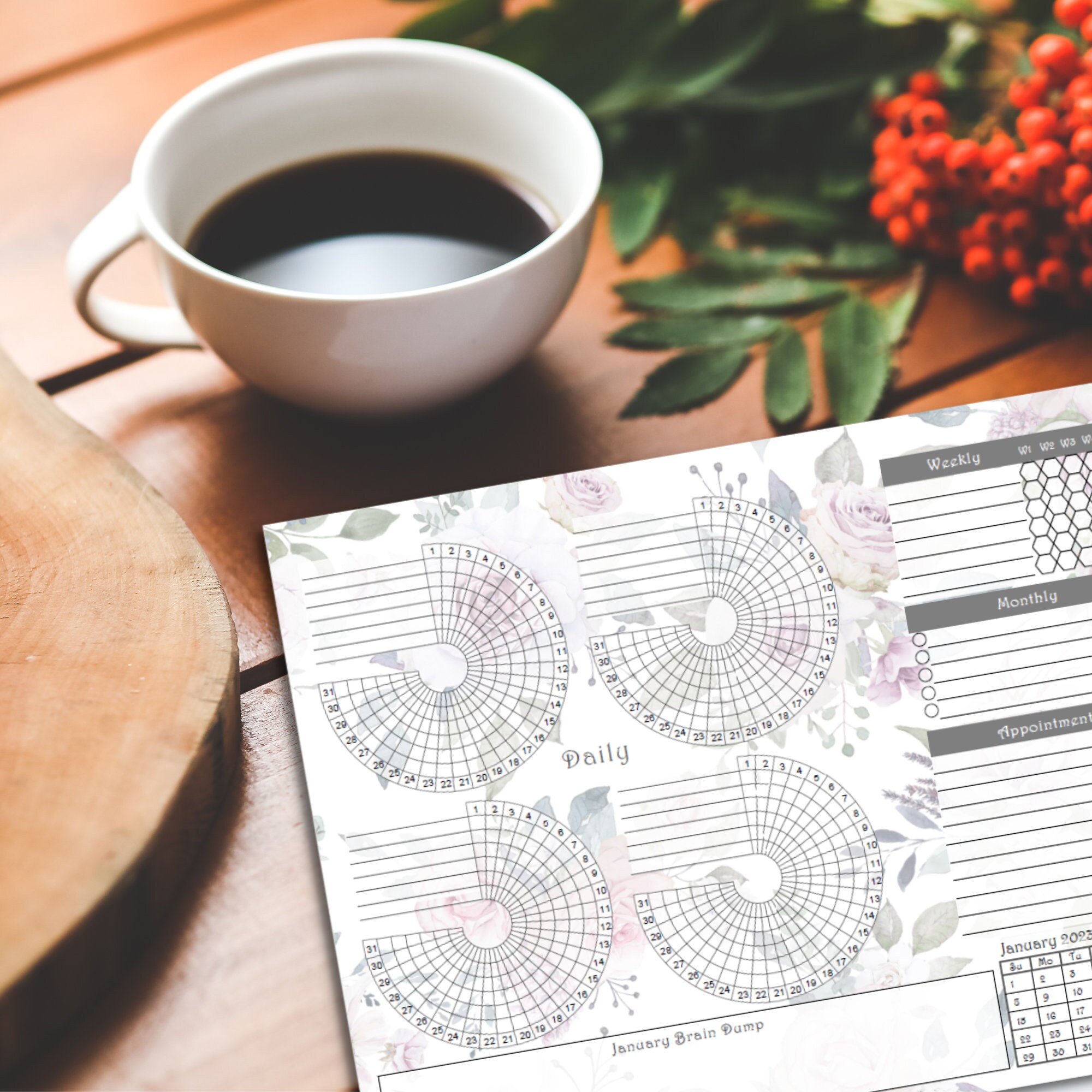 Habit Tracker Chart Planner With Calendars | Circle Progress Charts ...