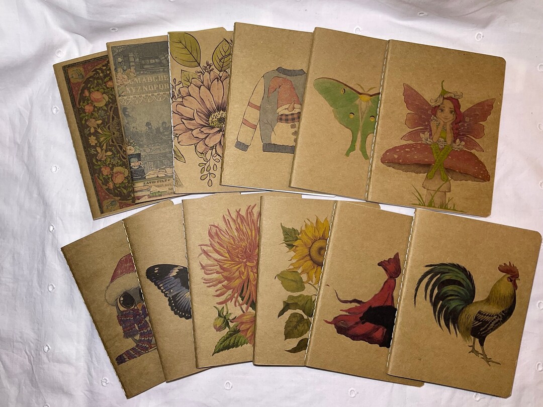 Cute Notebooks| Kraft Covers| Handsewn | 4” X 5.5” | 32-lined Pages - Etsy