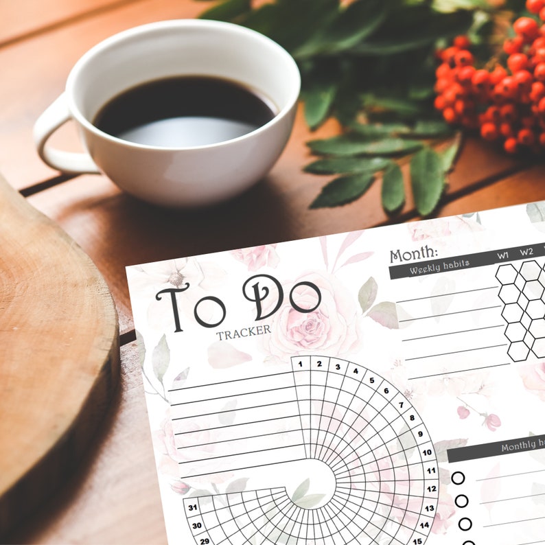 Habit Tracker to Do List Floral Monthly Weekly Daily PDF Printable ...