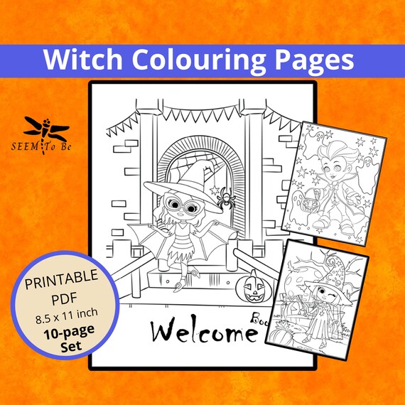 Witchy Coloring Pages Cute Chibi Witches 10 Digital - Etsy