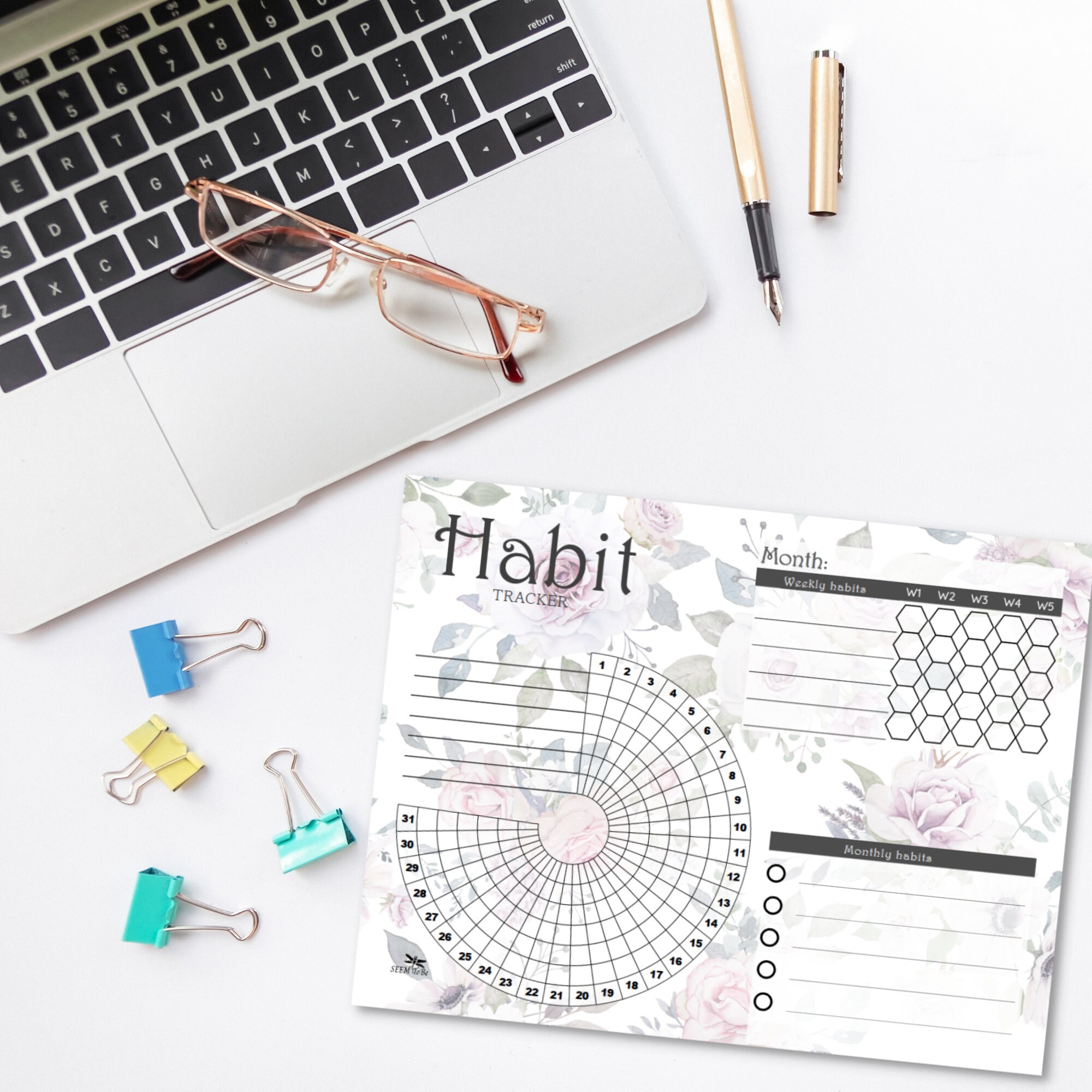 Habit Tracker Chart Planner With Calendars Circle Progress Charts Chore ...