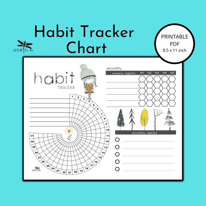 Habit Tracker Printable | Circle Progress Chart | Chore Chart for Kids ...