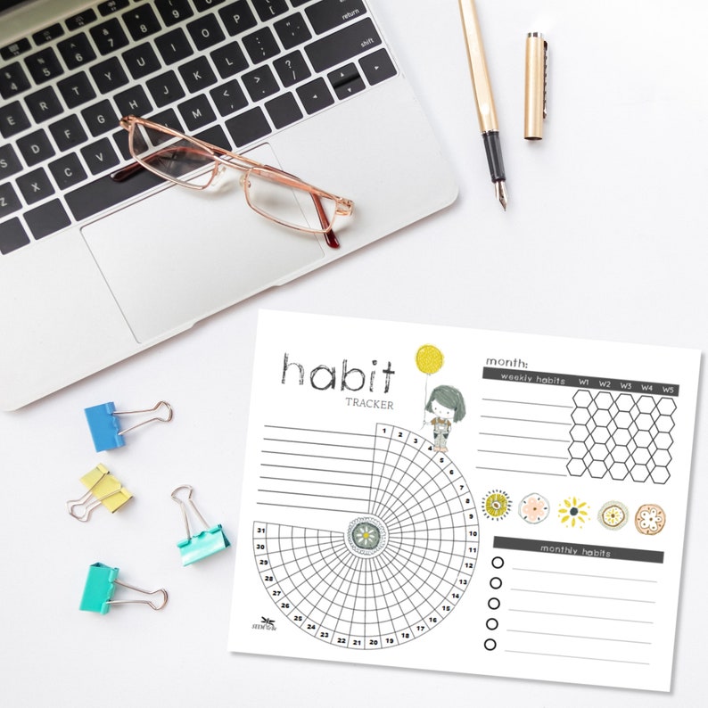 Habit Tracker Printable Circle Progress Chart Chore Chart for Kids ...