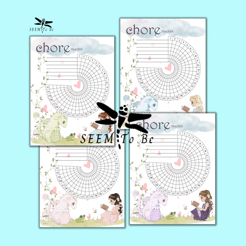 Princess & Dragon Chore Chart | Habit Tracker | Printable PDF - Etsy
