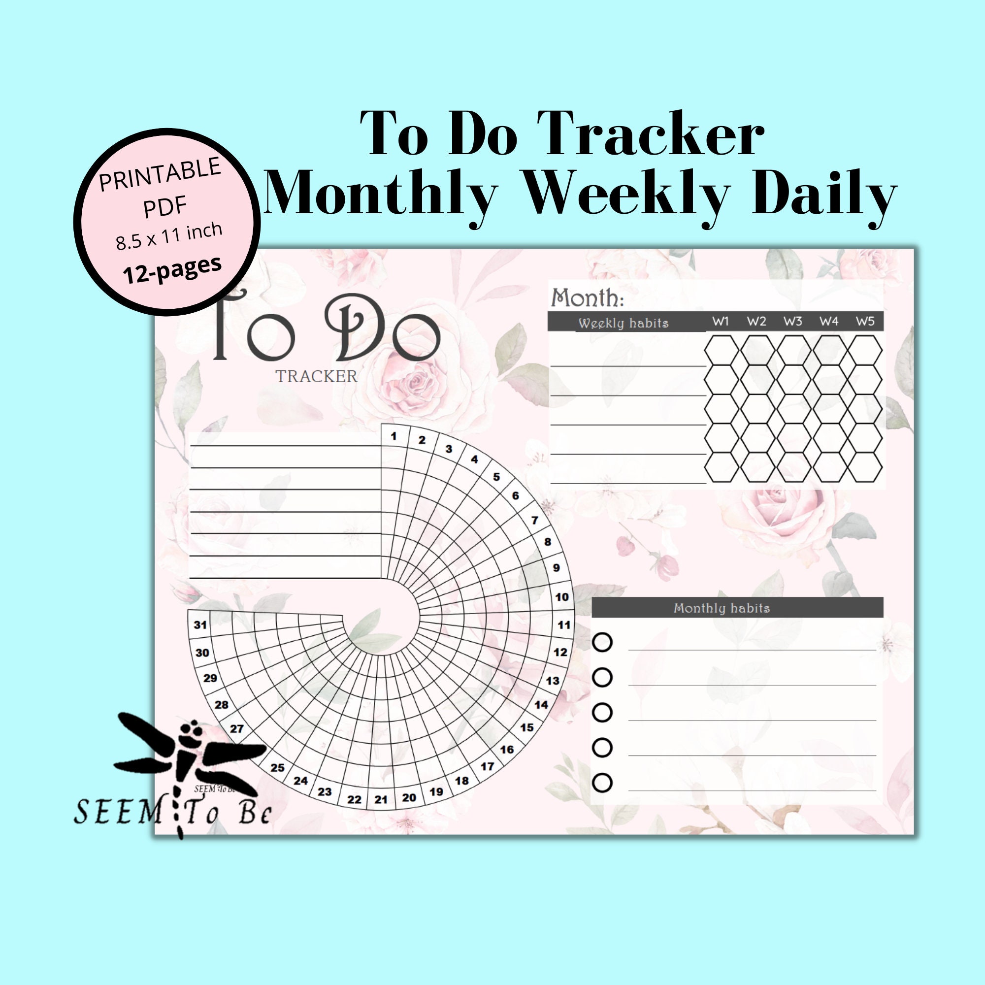 Habit Tracker |to Do List Floral | Monthly Weekly Daily | PDF Printable ...
