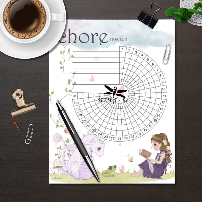 Princess & Dragon Chore Chart | Habit Tracker | Printable PDF - Etsy