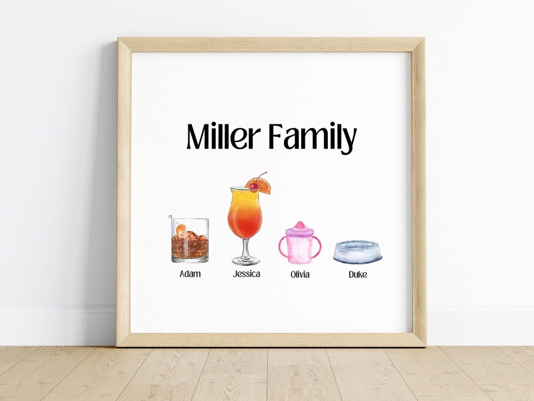 Custom Digital Cocktail Wall Art | Family and Pet Art Edition | Perfect ...