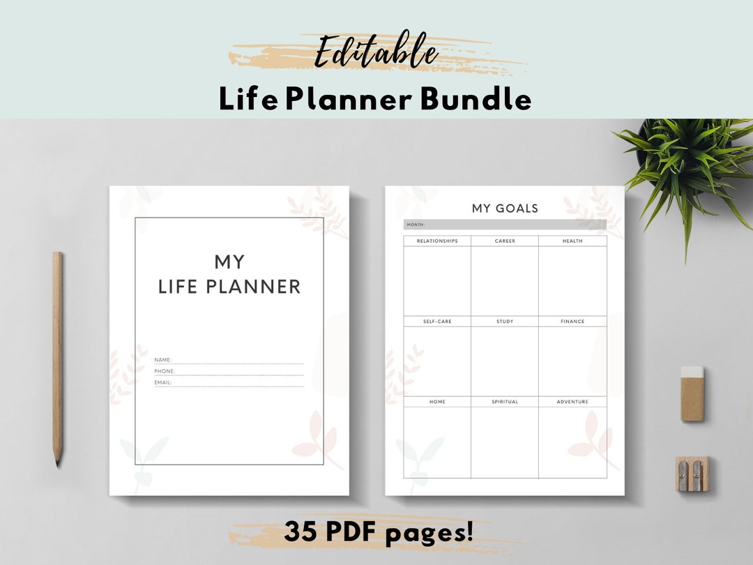 Printable Life Planner Bundle: Goal Tracker, Budget & Meal Planner (PDF ...