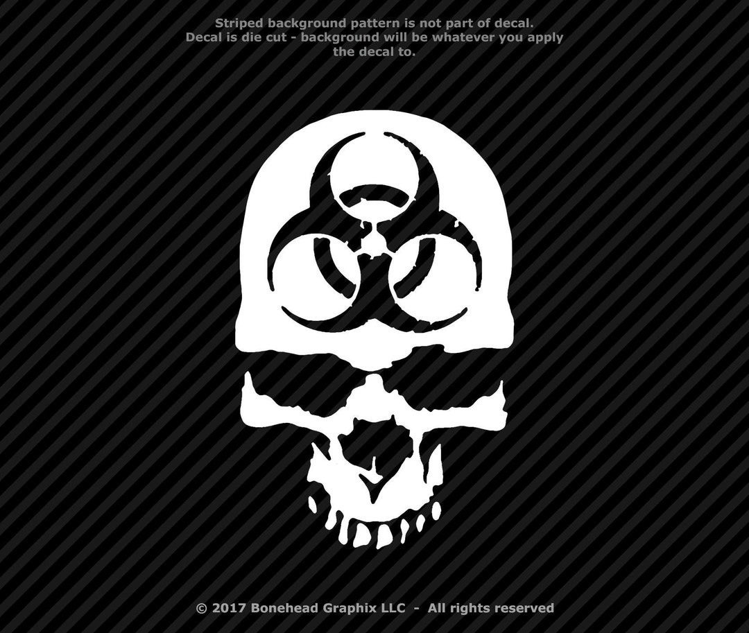 Biohazard Skull Vinyl Decal Window Sticker - 25 Colors - Etsy