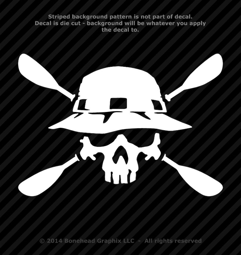 Kayak Skull and Paddles Vinyl Decal Window Sticker - 25 Colors - Etsy