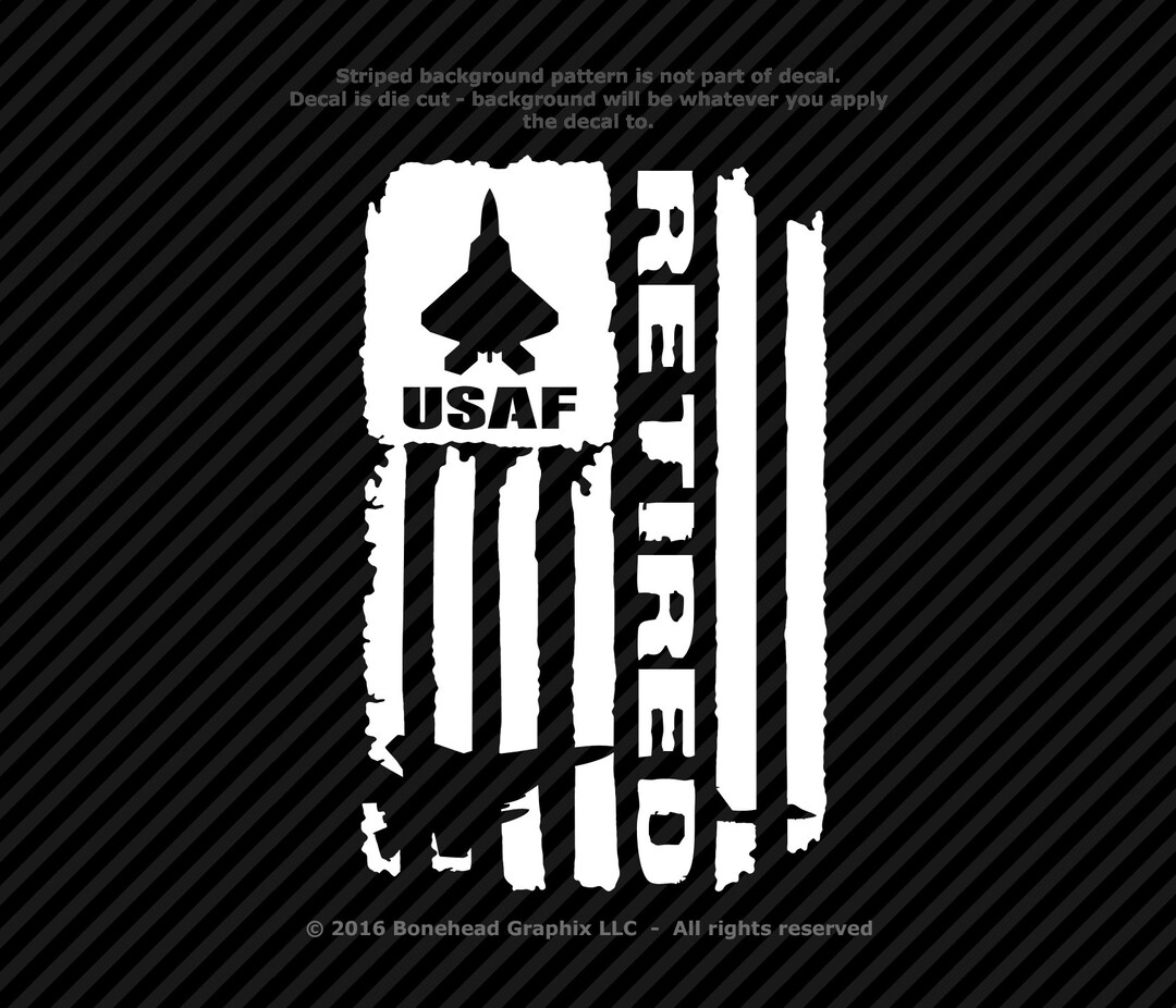 Military Retired AFR Distressed Flag M-L Vinyl Decal Combat Veteran ...