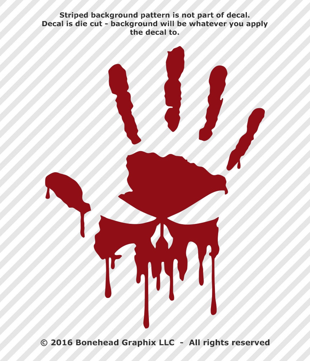 Bloody Skull Hand Print Vinyl Decal Sticker Walking Dead Punisher - 25 ...