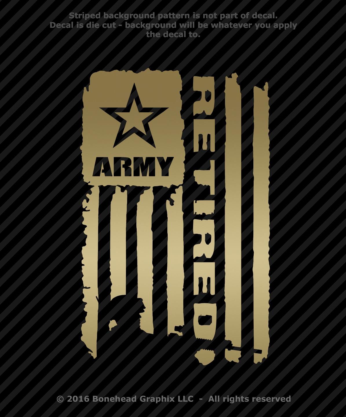 Military Retired AR Distressed Flag Vinyl Decal Combat Veteran Window ...