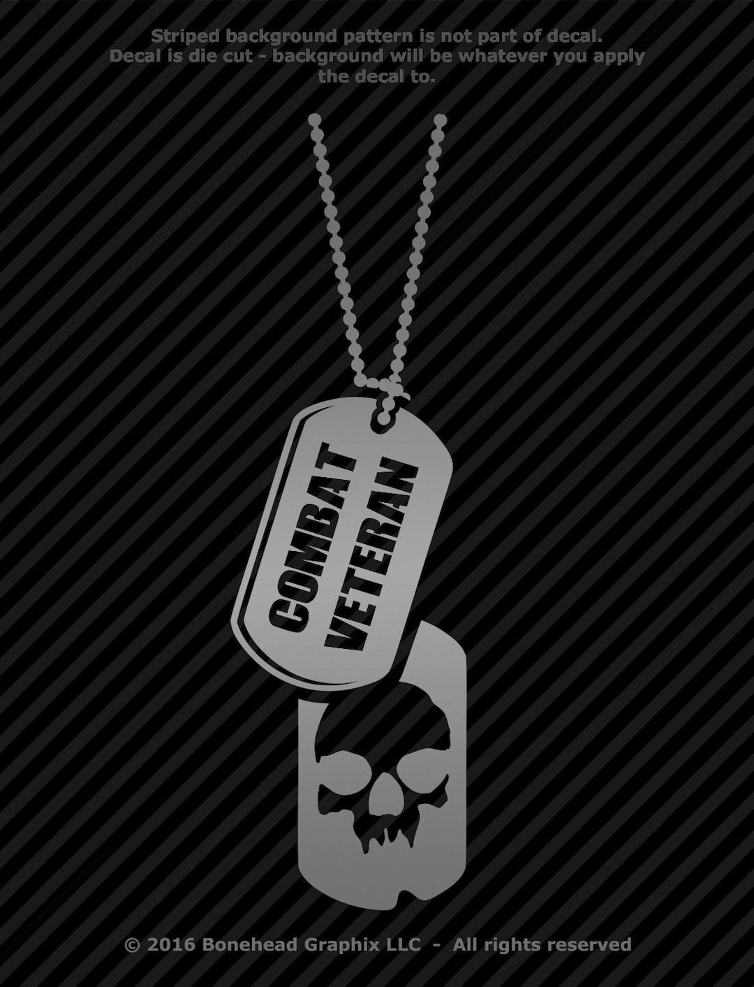 Military Veteran Skull Combat Vet Dog Tag Vinyl Decal Window Sticker ...