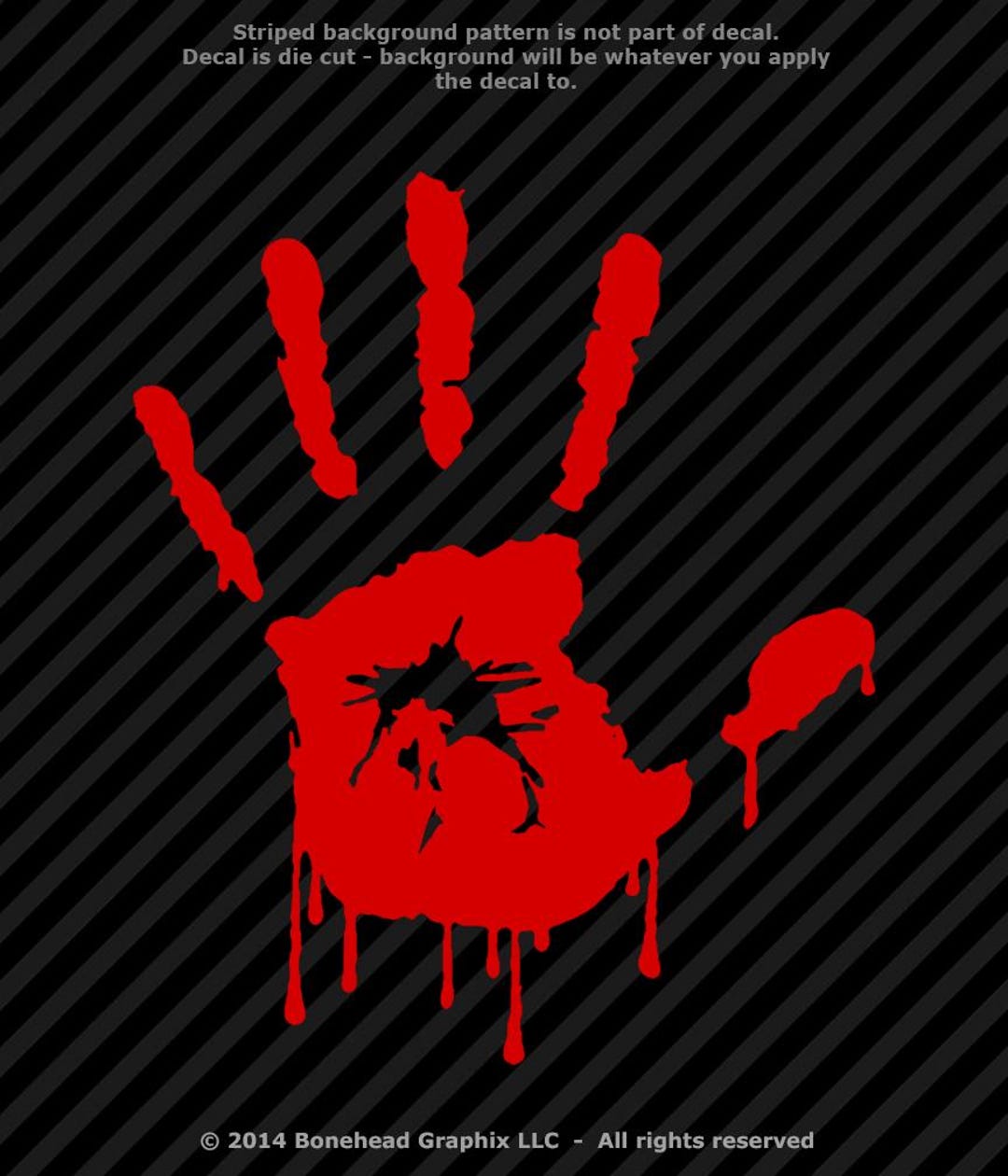 Bloody Zombie Left Hand Print Dripping Vinyl Decal Window Sticker - 25 ...
