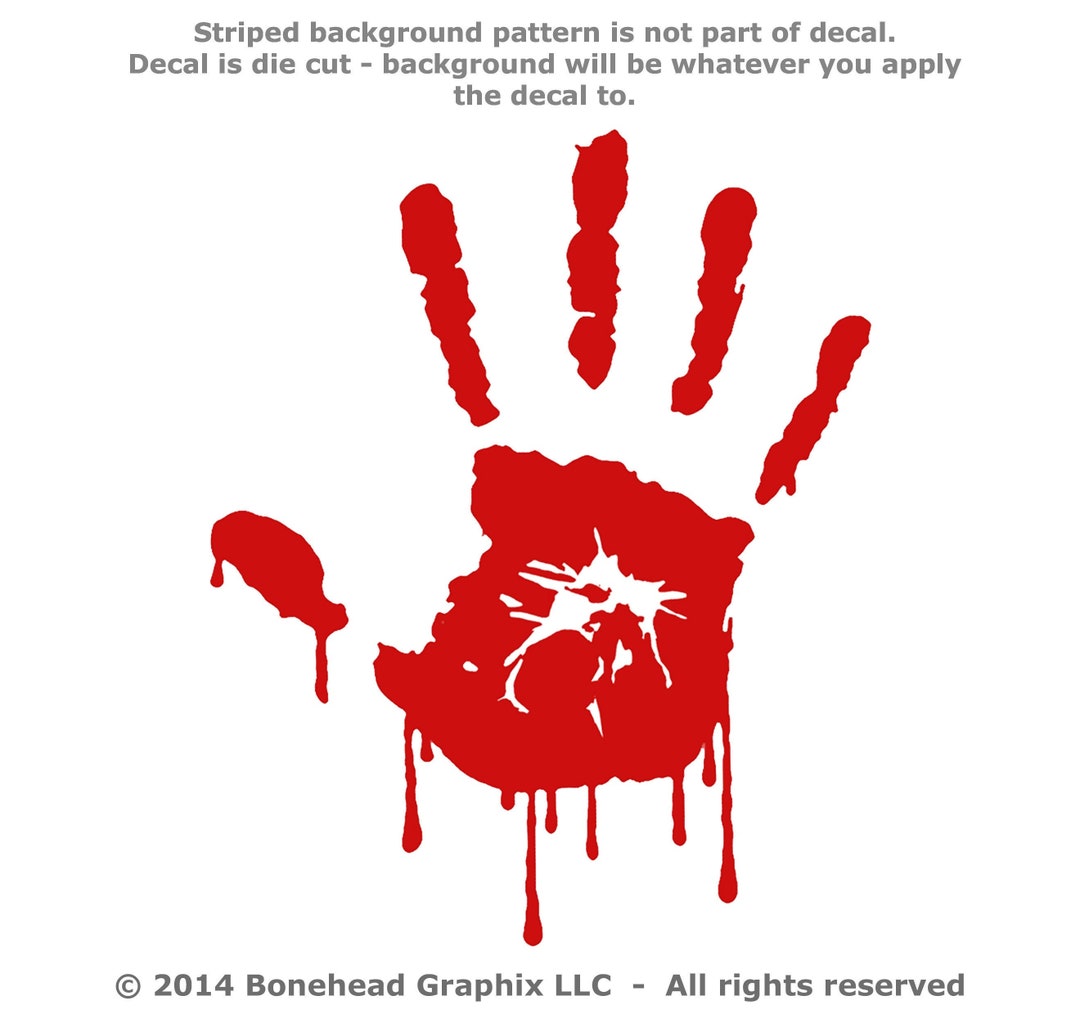 Bloody Zombie Hand Print Dripping Vinyl Decal Window Sticker 25 Colors ...