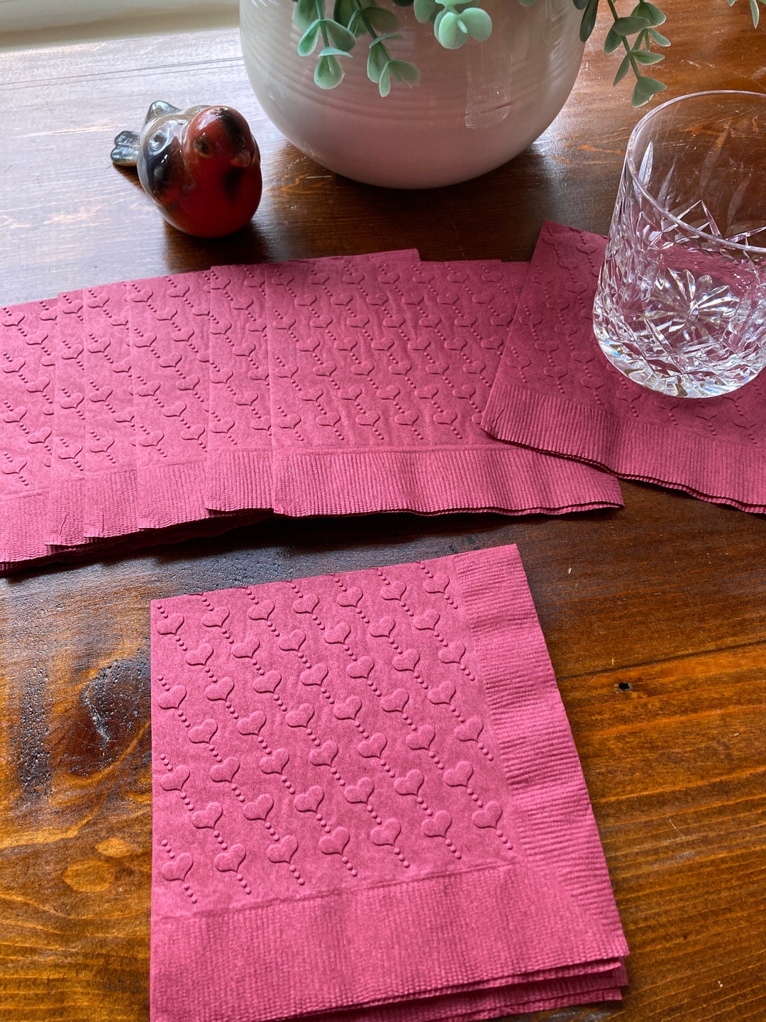 Heart Embossed Beverage Napkins, Party Decorations, Valentine's Day ...
