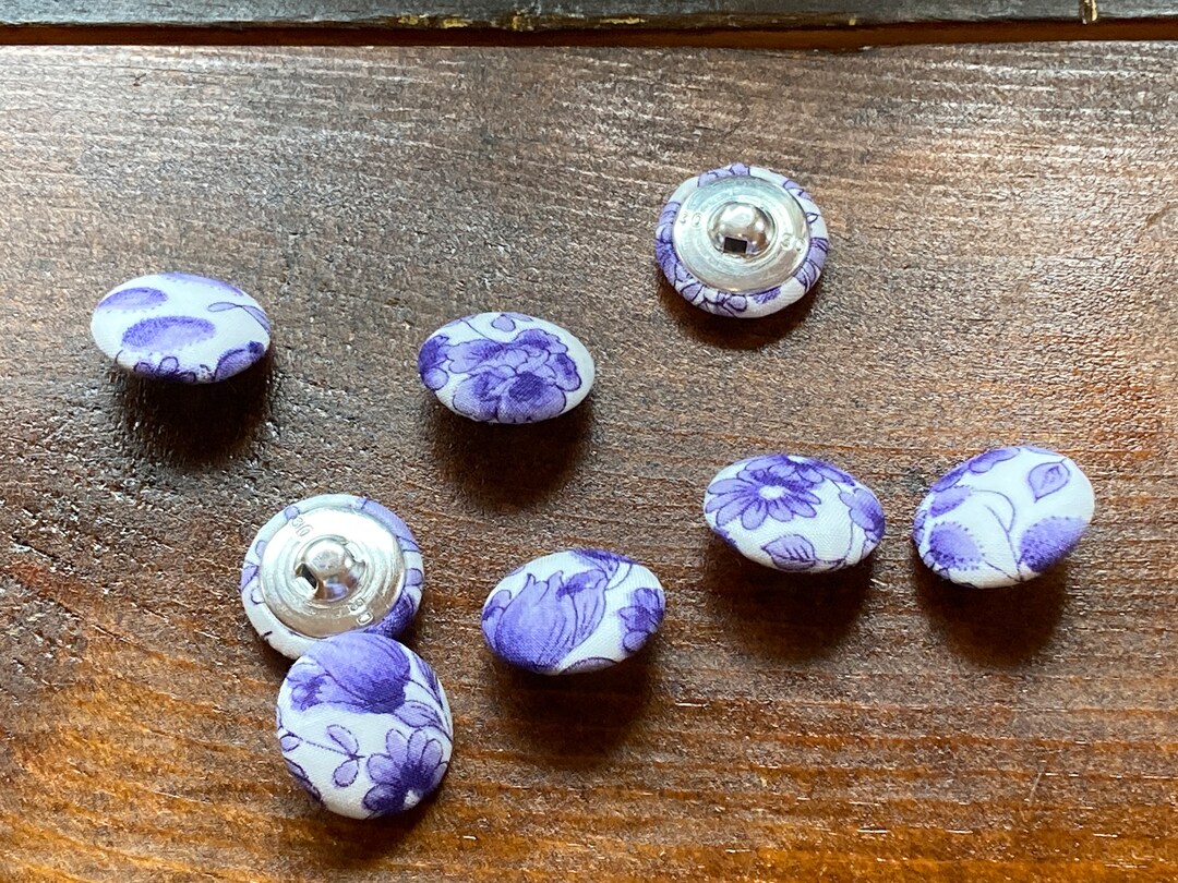 Pretty Plum/white Cotton Fabric Buttons Handmade 18mm Clothing Button ...