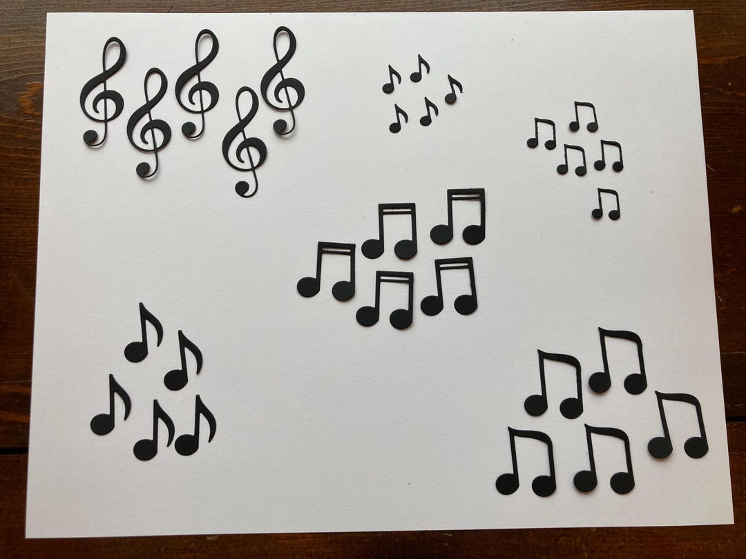 Music Notes Die Cut Outs, Cardstock Black Music Notes, Card ...
