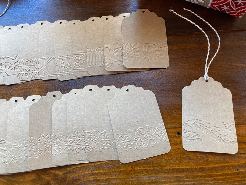 20 Embossed Kraft Cardstock Gift Tags Present Tags Price Tags - Etsy