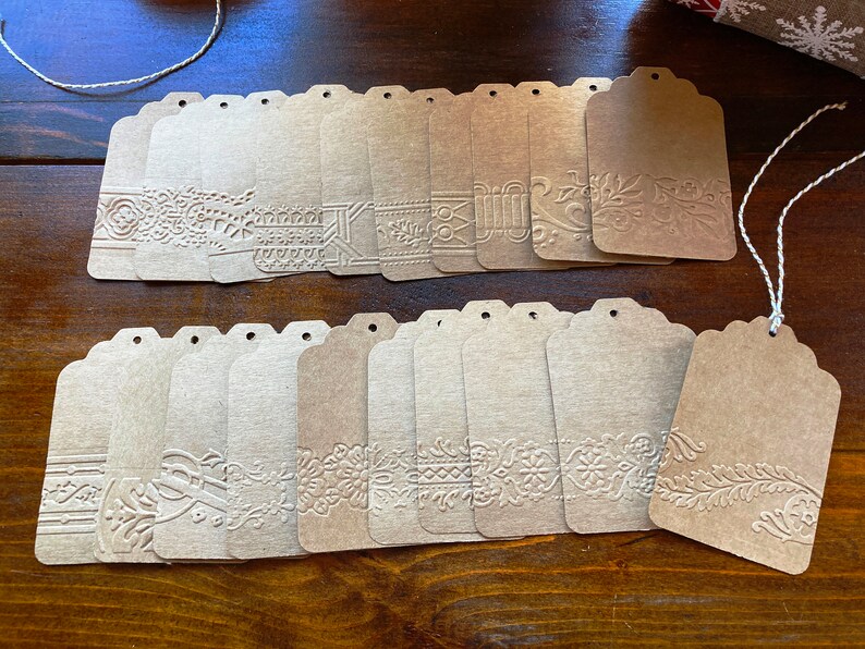 20 Embossed Kraft Cardstock Gift Tags Present Tags Price Tags - Etsy
