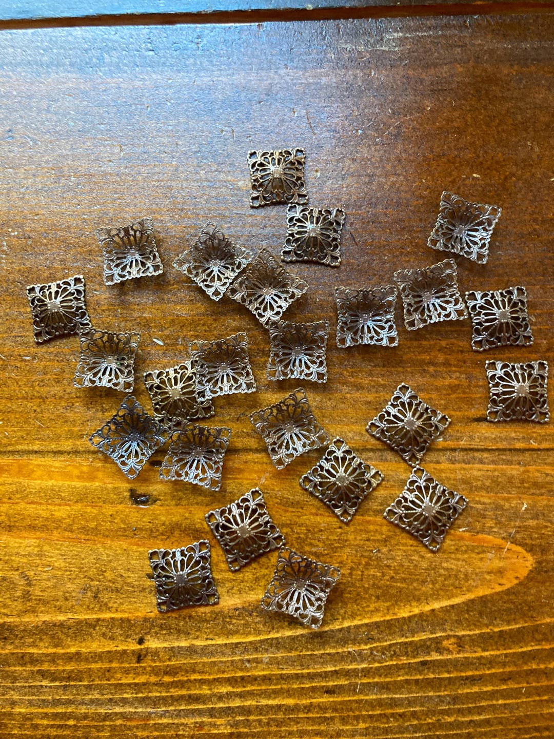 Vintaj 20mm Square Dapped Filigree, Set of 24 Natural Brass Jewelry ...