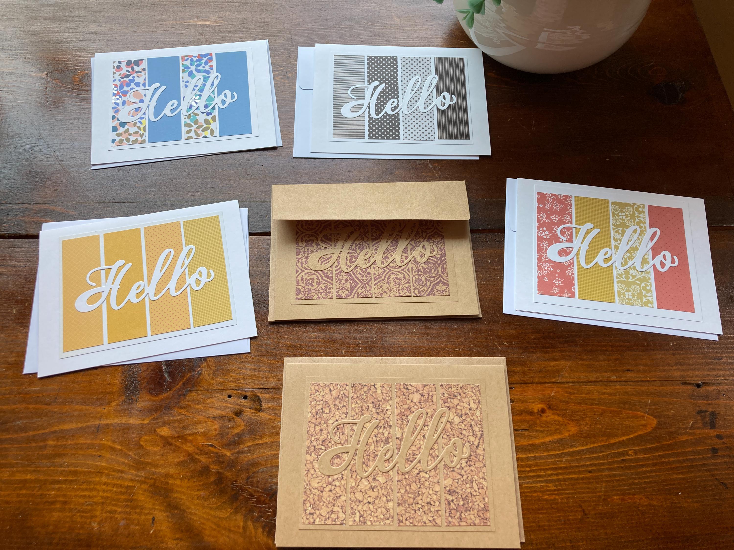HELLO Note Cards Set of 6 Mixed Blank Notes, Hello Cards, Greeting ...