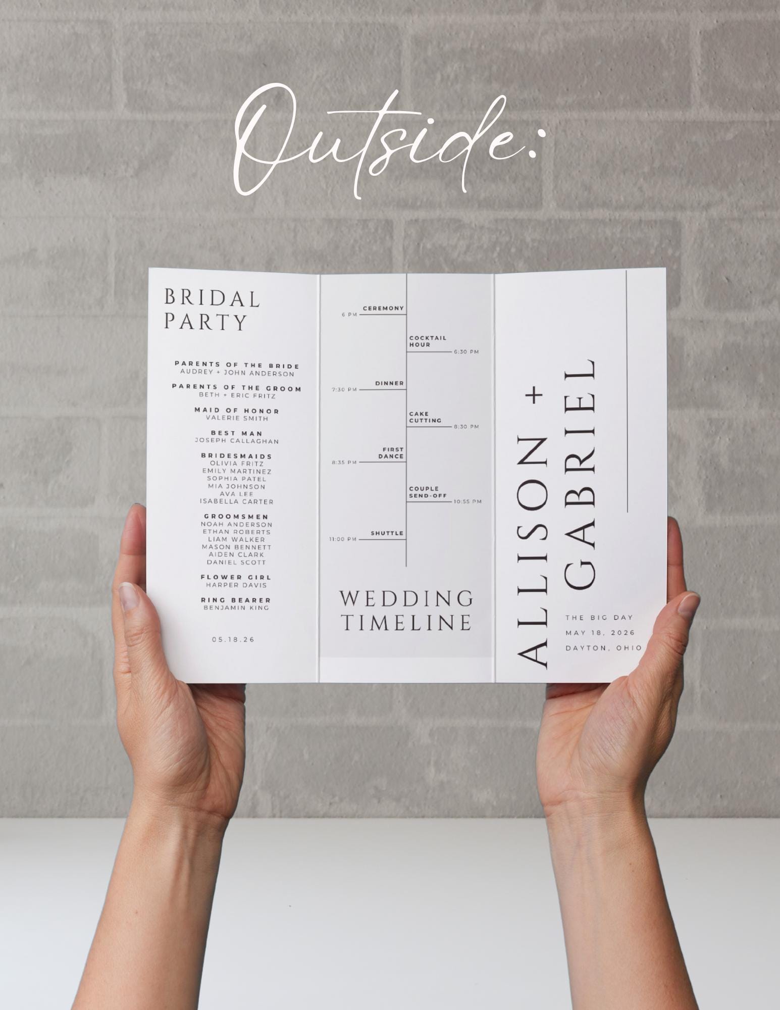 Elegant Trifold Brochure Wedding Program – Canva Template With ...