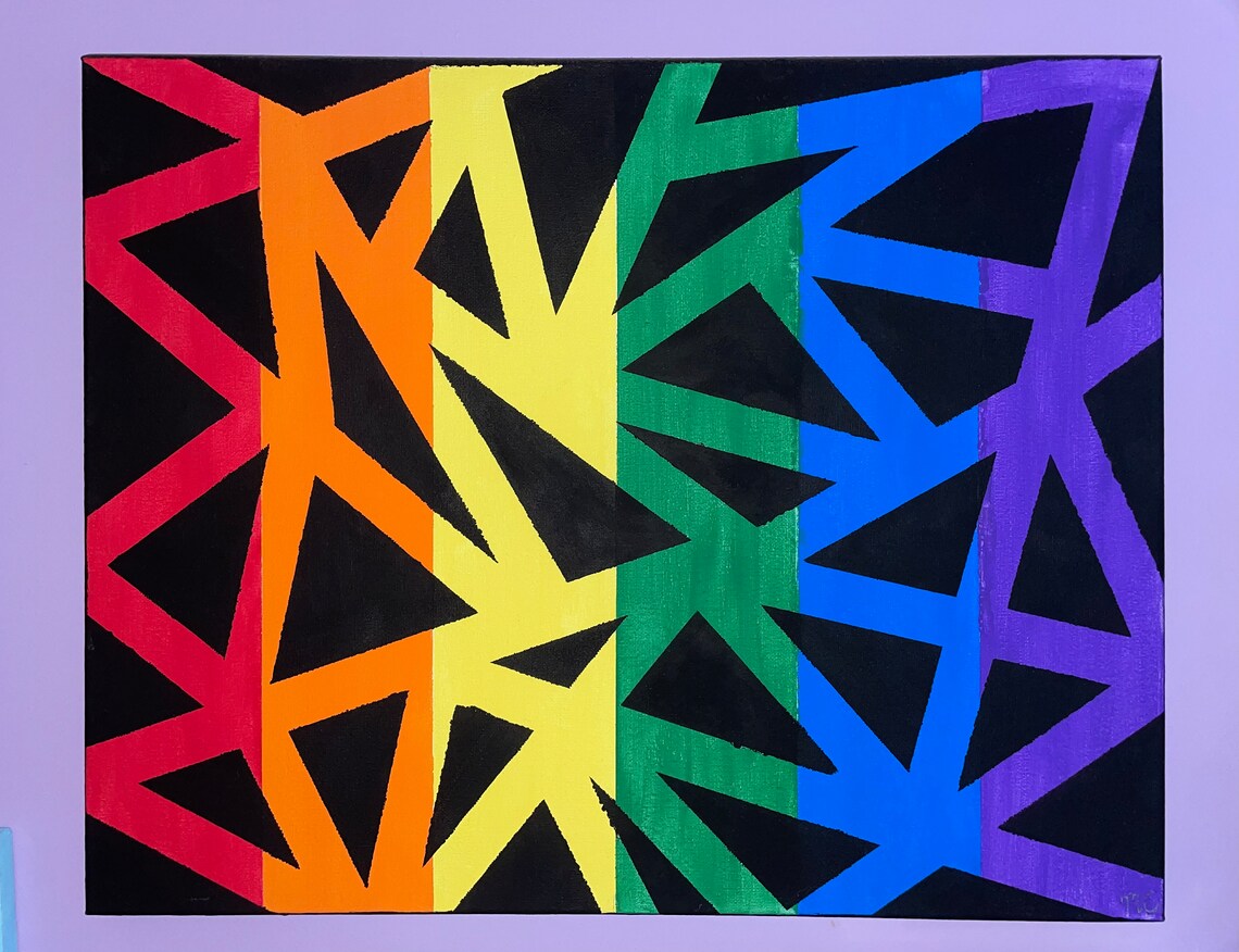 Geometric Rainbow Painting - Etsy