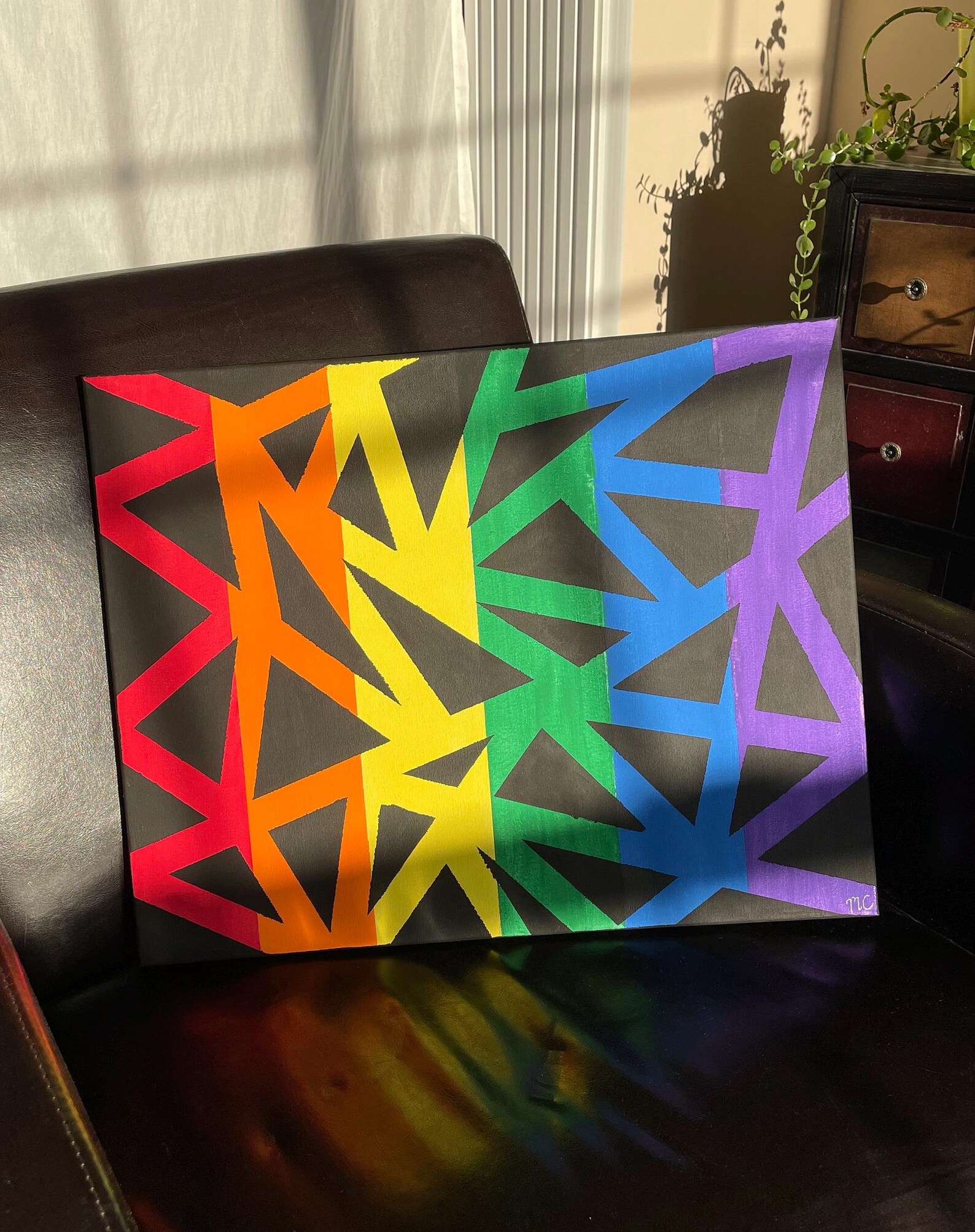 Geometric Rainbow Painting - Etsy