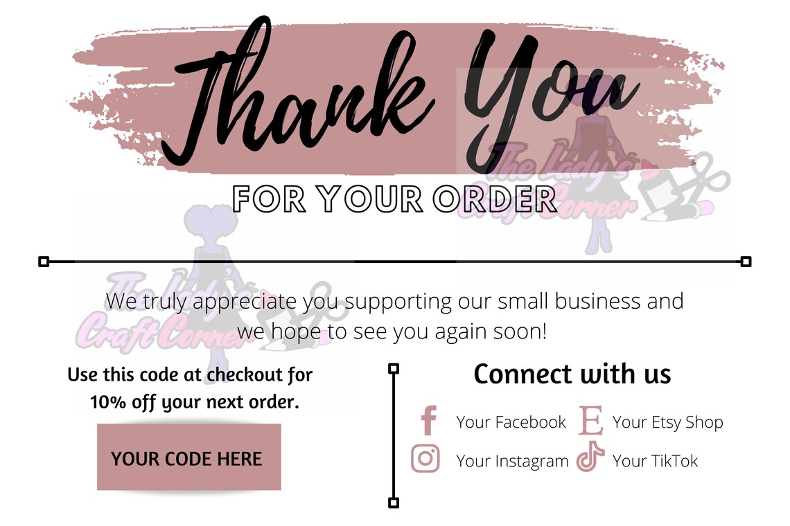 Editable Thank You Card Small Business Card Template - Etsy