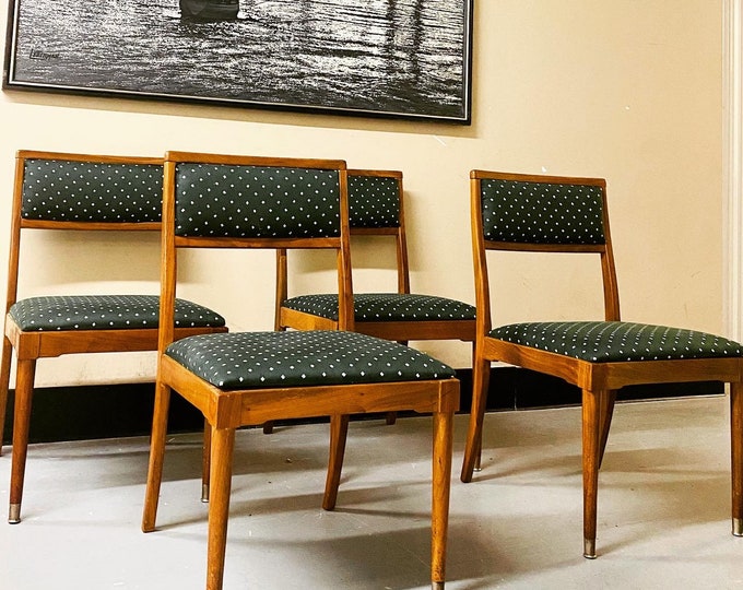 J.B Van Sciver Co Set of 4 Dining Room Chairs, Walnut Dining Chairs, Four Accent Chairs, Mid ...