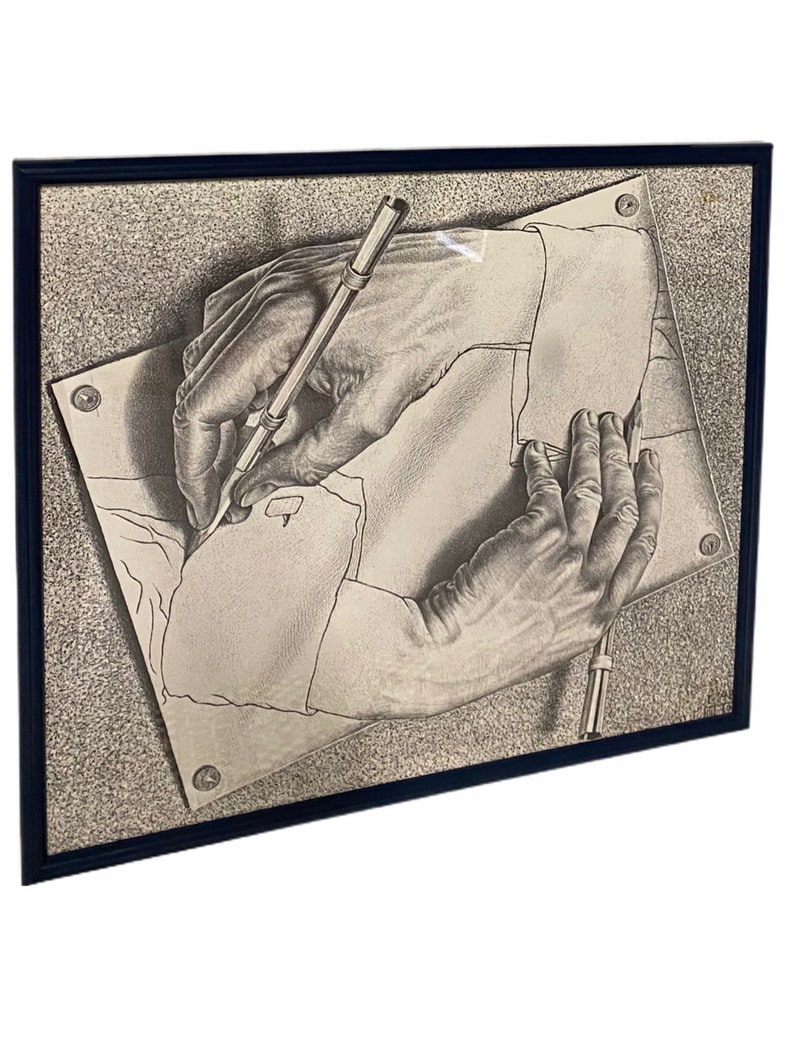 Mid Century Art, drawing Hands is a Lithograph by the Dutch Artist M. C ...